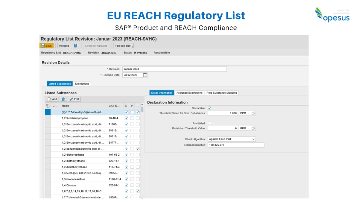 SAP Product and REACH Compliance