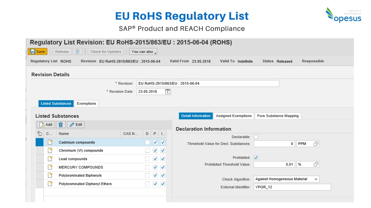 SAP Product and REACH Compliance